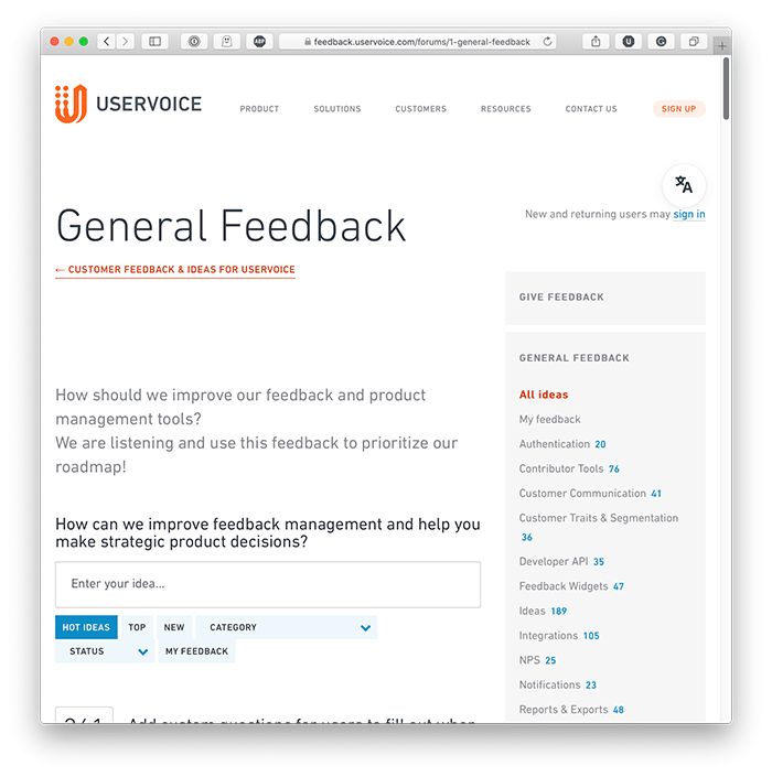 UserVoice Alternative - Productroad